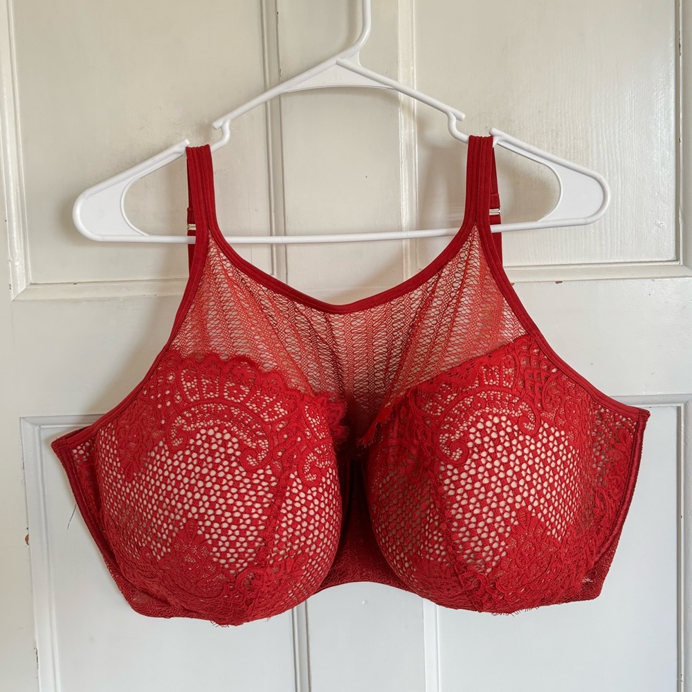 Cacique Red Lace Balconette Underwire Bra Size 44h - Gem